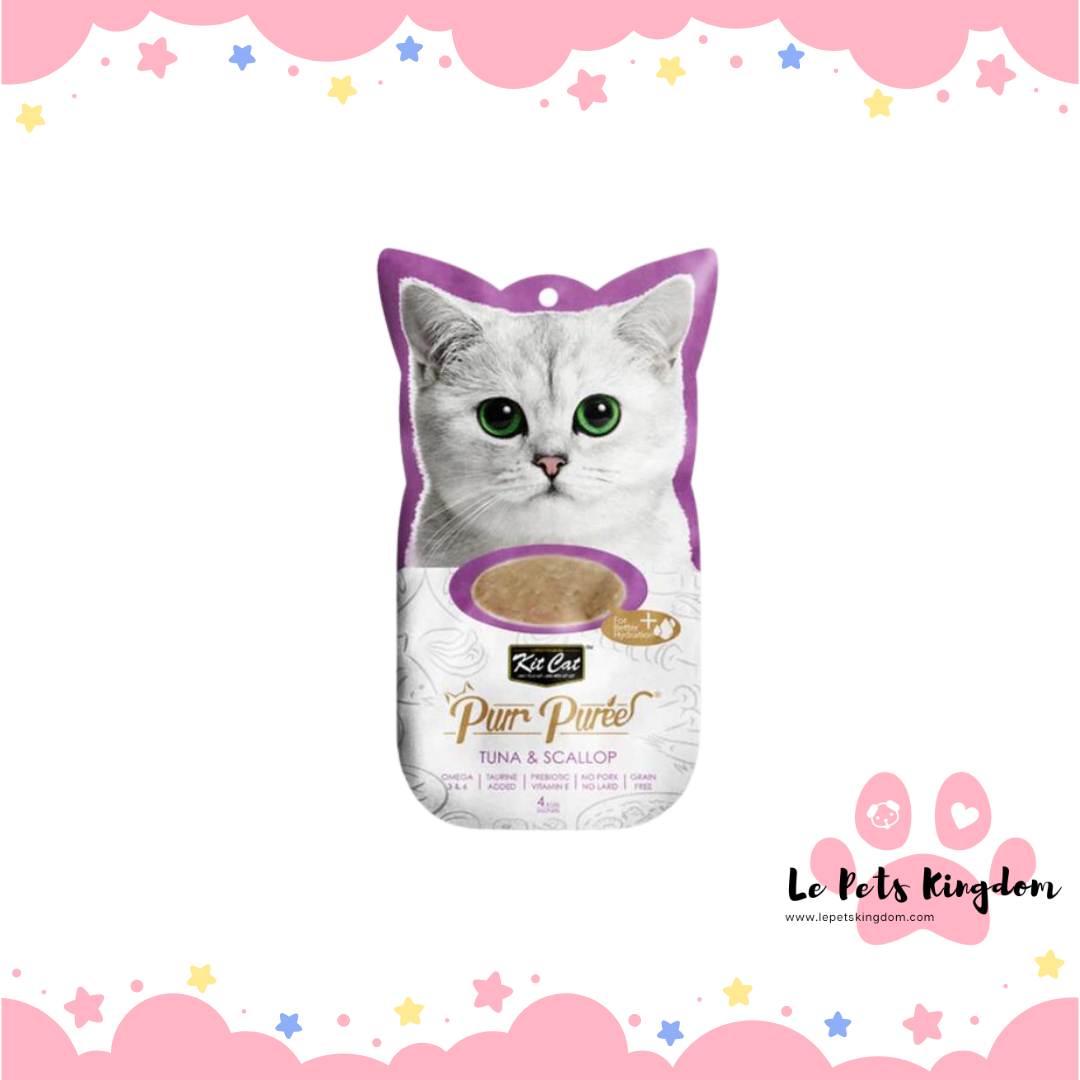 Kit Cat Purr Puree Tuna & Scallop Cat Treats 4x15g – Le Pets Kingdom